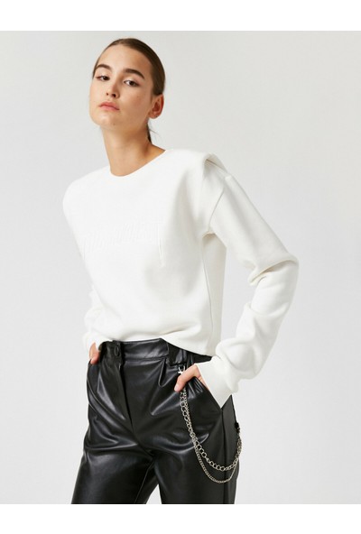 Koton Vatkalı Pamuklu Bisiklet Yaka Sweatshirt