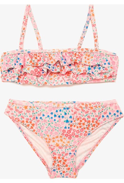 Koton Kız Çocuk Fırfır Detaylı Çiçek Desenli Bikini Takımı