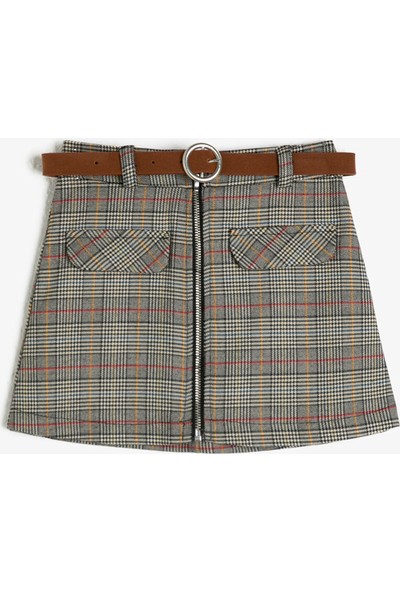 Koton Kids Kız Çocuk Kareli Kemerli Cepli Etek Koton Kids Kız Çocuk Kareli Kemerli Cepli Etek