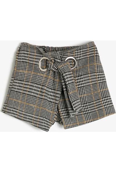 Koton Kız Çocuk Kazayagi Desenli Kemerli Şort