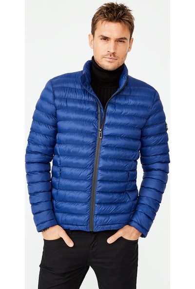 Avva Erkek Indigo Dik Yaka Düz Mont E006000