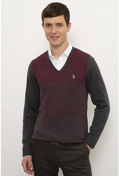 U.S. Polo Assn. Erkek Kırmızı Triko Kazak 50229067-VR014