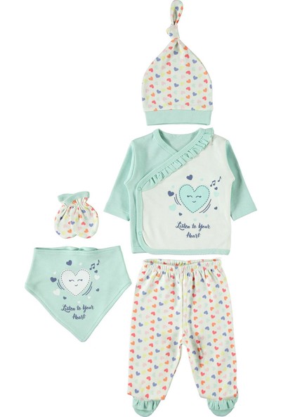 Kujju Kız Bebek 5'li Zıbın Takımı Yenidoğan Mint Yeşili