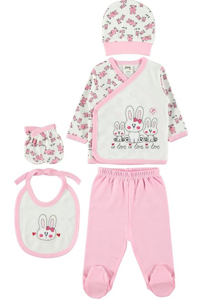 Civil Baby Kız Bebek 5'li Zıbın Takımı Yenidoğan Pembe Civil Baby Kız Bebek 5'li Zıbın Takımı Yenidoğan Pembe