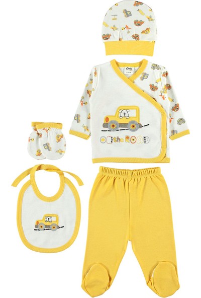 Civil Baby Erkek Bebek 5'li Zıbın Takımı Yenidoğan Takımları Sarı Civil Baby Erkek Bebek 5'li Zıbın Takımı Yenidoğan Takımları Sarı