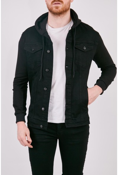 Rad jeans siyah Kapüşonlu kot ceket slimfit Rad jeans siyah Kapüşonlu kot ceket slimfit