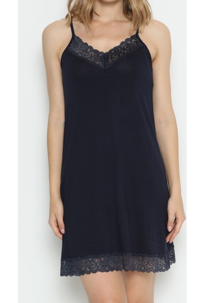 Nicoletta Somon Kadın Tunik Gecelik Ip Askılı Dantelli Viskon