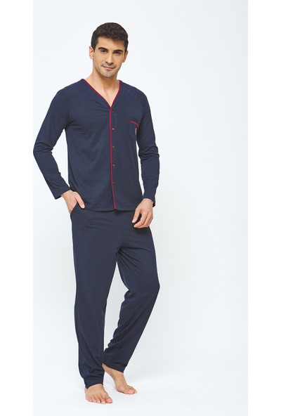 Estiva Erkek 4 Mevsimlik Pamuklu Önden Düğmeli Büyük Beden Pijama Takımı - Füme Estiva Erkek 4 Mevsimlik Pamuklu Önden Düğmeli Büyük Beden Pijama Takımı - Füme