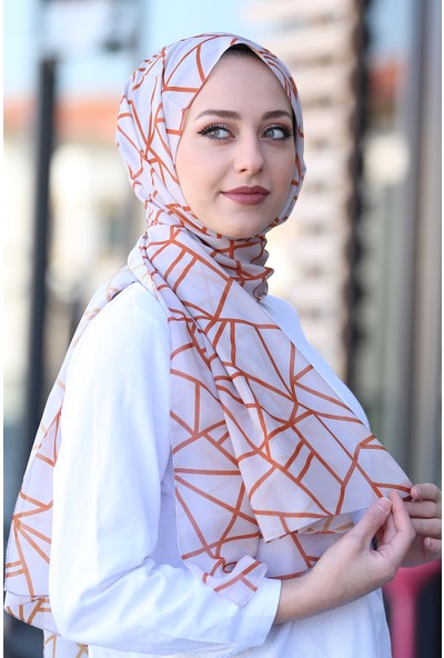 Stella Üçgen Desen Şal Pudra Rengi 70X180CM