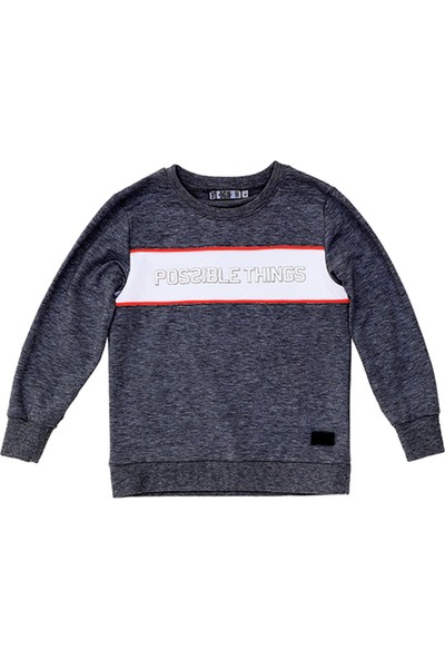 Nanica 320389-Ant Ön Yazılı Bisiklet Yaka Iki Iplik 10 Yaş Erkek Çocuk Sweatshirt-Antrasit