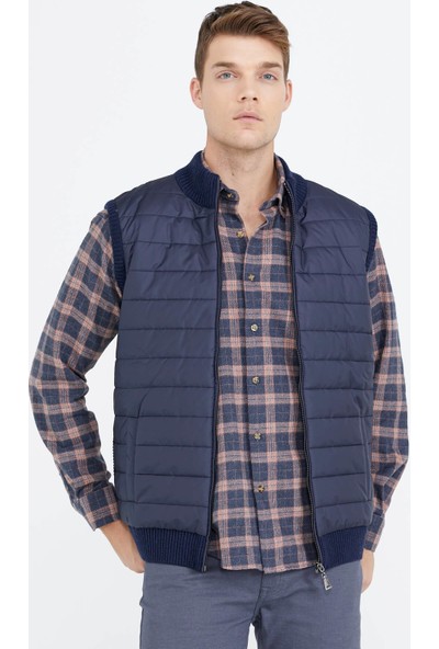 Sementa Fermuarlı Kapitone Erkek Yelek - Lacivert Sementa Fermuarlı Kapitone Erkek Yelek - Lacivert