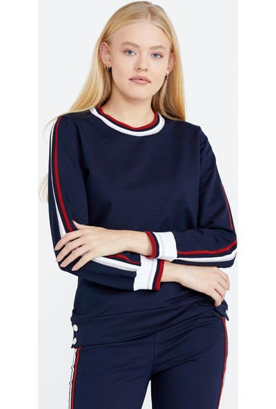 Sementa Şerit Çizgili Kadın Eşofman Takımı - Lacivert