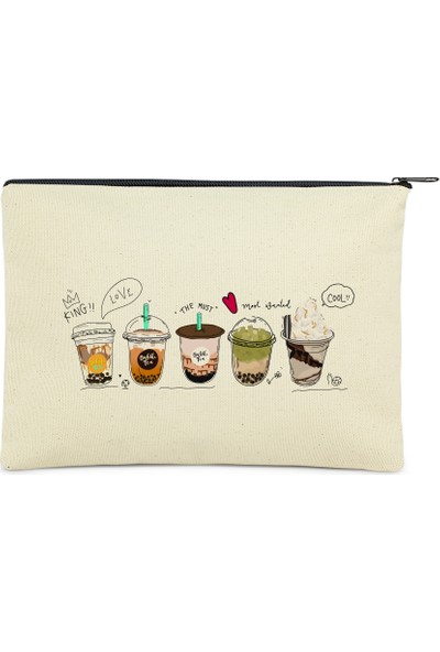 Çınar Bez Çanta Coffee Cup Baskılı Clutch Bez Çanta | (25X17) Çınar Bez Çanta Coffee Cup Baskılı Clutch Bez Çanta | (25X17)