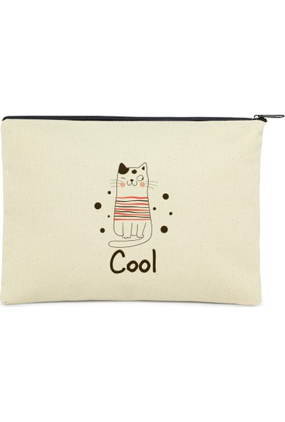 Çınar Bez Çanta Cool Cat Baskılı Clutch Bez Çanta | (25X17) Çınar Bez Çanta Cool Cat Baskılı Clutch Bez Çanta | (25X17)