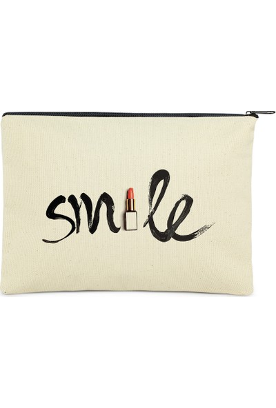 Çınar Bez Çanta Smile Baskılı Clutch Bez Çanta | (25X17) Çınar Bez Çanta Smile Baskılı Clutch Bez Çanta | (25X17)