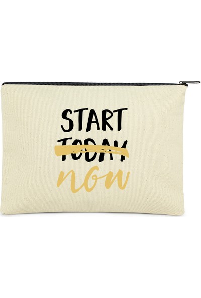 Çınar Bez Çanta Start Now Baskılı Clutch Bez Çanta | (25X17) Çınar Bez Çanta Start Now Baskılı Clutch Bez Çanta | (25X17)