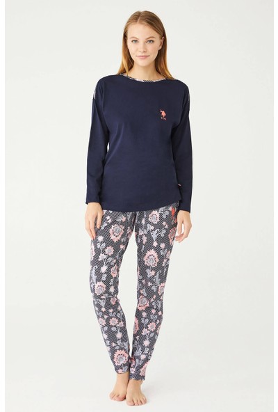 U.S. Polo Assn. Kadın Lacivert Yuvarlak Yaka Pijama Takım U.S. Polo Assn. Kadın Lacivert Yuvarlak Yaka Pijama Takım