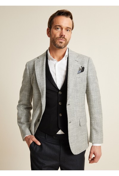 Bisse Erkek Klasik Fit 6 Drop Platinum Ceket Bisse Erkek Klasik Fit 6 Drop Platinum Ceket