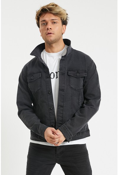 Serseri Jeans Slim Fit Likralı Erkek Füme Renk Kot Ceket Serseri Jeans Slim Fit Likralı Erkek Füme Renk Kot Ceket