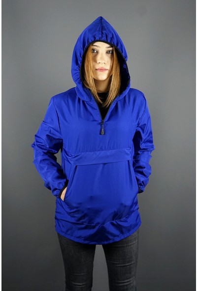 Aksesuargo Kadın Lacivert Kapüşonlu Yağmurluk Mevsimlik Mont