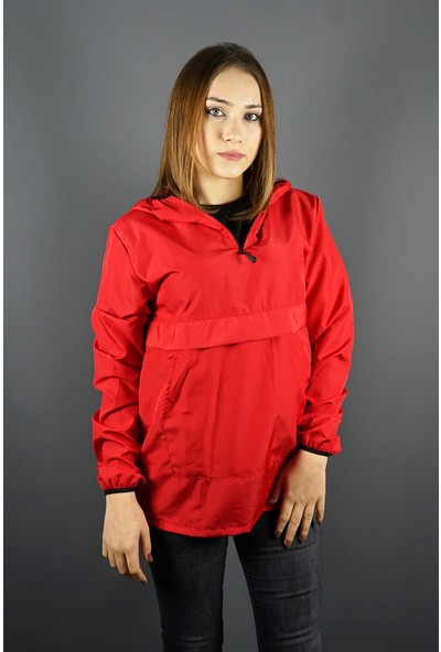 Aksesuargo Kadın Kırmızı Kapüşonlu Yağmurluk Mevsimlik Mont Aksesuargo Kadın Kırmızı Kapüşonlu Yağmurluk Mevsimlik Mont