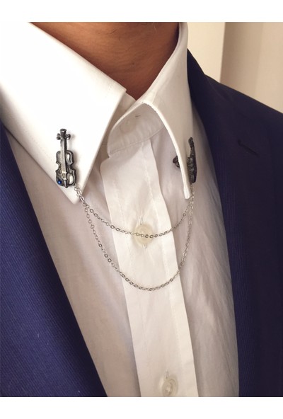 Tezgah İstanbul Keman Gömlek Yaka Iğnesi