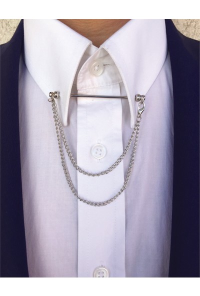 Tezgah İstanbul Zincirli Gömlek Yaka Iğnesi