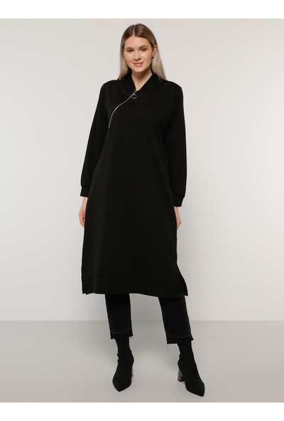 Alia Fermuar Detaylı Tunik Siyah