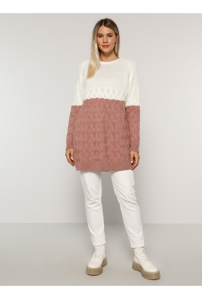 Alia Triko Tunik Gül Kurusu Ekru