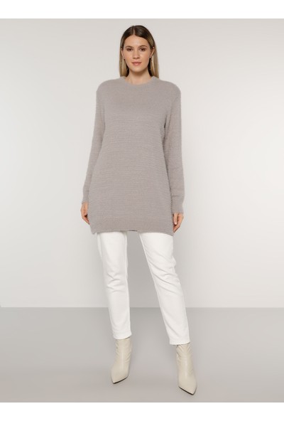 Alia Bisiklet Yaka Triko Tunik Toz lila