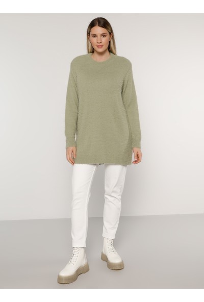 Alia Bisiklet Yaka Triko Tunik Su Yeşili