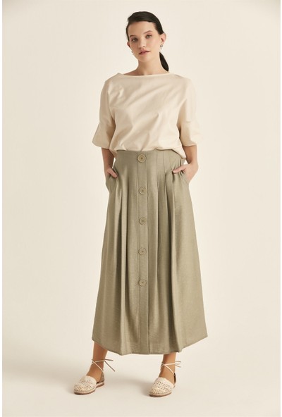 Accort S3-328 Keten Kadın Etek Accort S3-328 Keten Kadın Etek