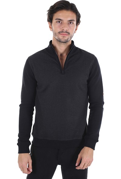 Diandor Yakası Fermuarlı Erkek Triko Sweat Siyah/black 2025103 Diandor Yakası Fermuarlı Erkek Triko Sweat Siyah/black 2025103