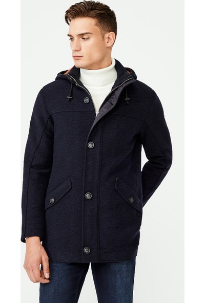 Avva Erkek Lacivert Kapüşonlu Yaka Örme Mont A02Y6102