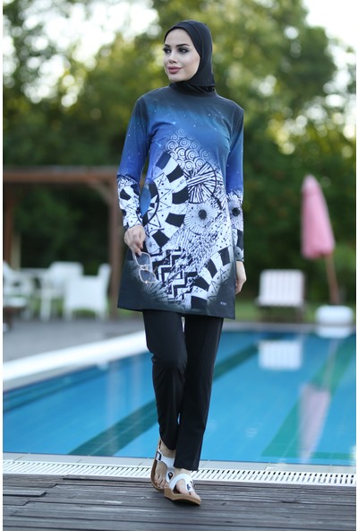 Remsa Mayo Likralı Sportif Tam Kapalı Yaz Gecesi Tesettür Mayo