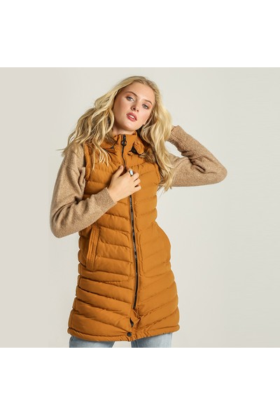 Kürk Şapkalı Uzun Şişme Yelek AB-K59010LNS