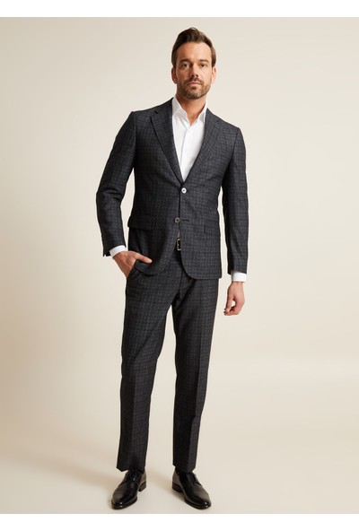 Bisse Klasik Fit 6 Drop Platinum Kareli Takım Elbise Bisse Klasik Fit 6 Drop Platinum Kareli Takım Elbise