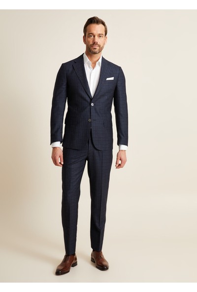 Bisse Klasik Fit 6 Drop Platinum Kareli Takım Elbise Bisse Klasik Fit 6 Drop Platinum Kareli Takım Elbise