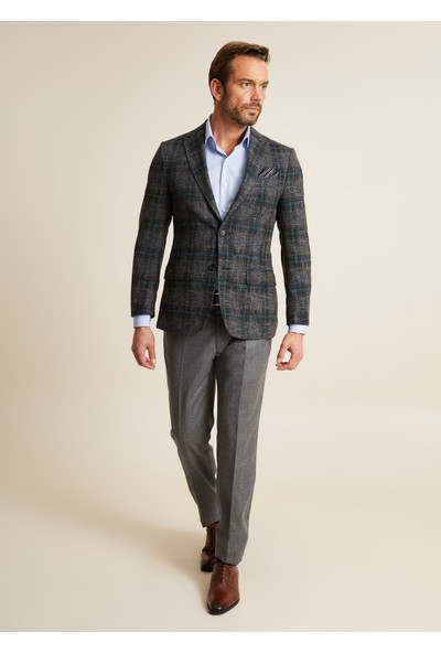 Bisse Regular Fit 6 Drop Ekoseli Platinum Ceket Bisse Regular Fit 6 Drop Ekoseli Platinum Ceket