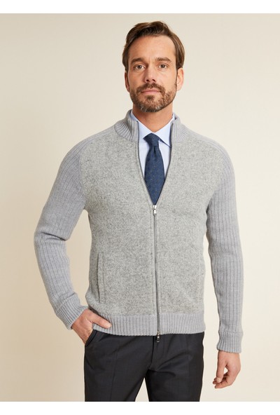 Bisse Regular Fit Önü Keçeli Fermuarlı Hırka