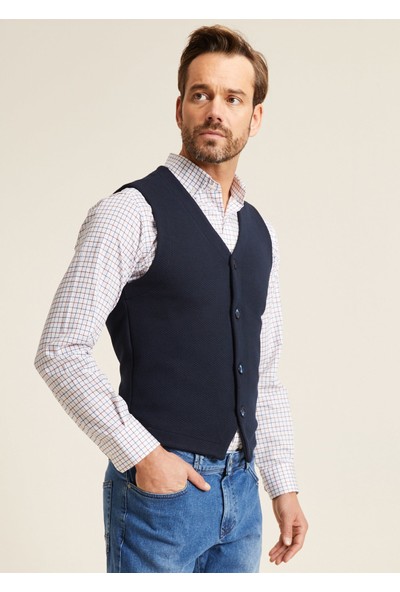 Bisse Slim Fit Desenli Triko Yelek