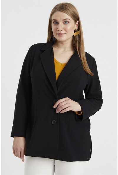 Accort S41-203 Krep Kadın Ceket - Siyah 44 Accort S41-203 Krep Kadın Ceket - Siyah 44