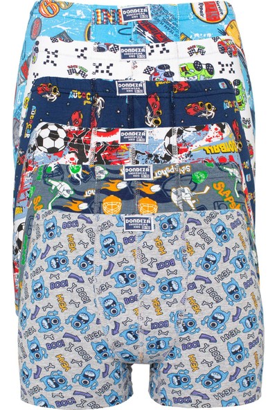 Dondeza 6'lı Desenli Penye Erkek Çocuk Kom Boxer Dondeza 6'lı Desenli Penye Erkek Çocuk Kom Boxer