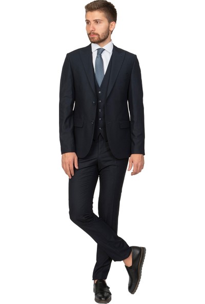White Stone Gosford Slim Fit 6 Drop Sivri Yaka Yelekli Takım Elbise Açık Lacivert White Stone Gosford Slim Fit 6 Drop Sivri Yaka Yelekli Takım Elbise Açık Lacivert