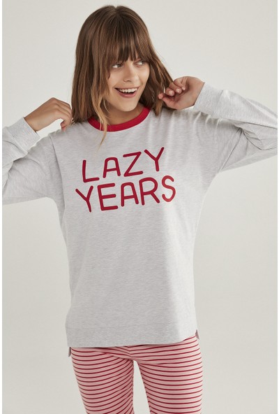 Penti Açık Gri Melanj Lazy Years Tişört Penti Açık Gri Melanj Lazy Years Tişört