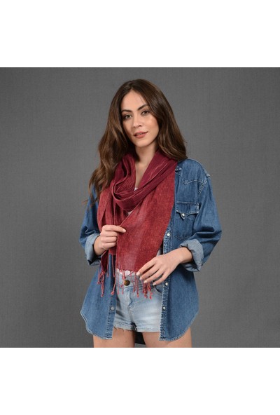 Dosimira Kadın Bordo Denim Taşlama Fular