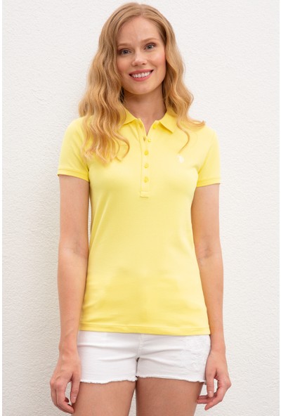 U.S. Polo Assn. Kadın Sarı T-Shirt Basic 50222743-VR044