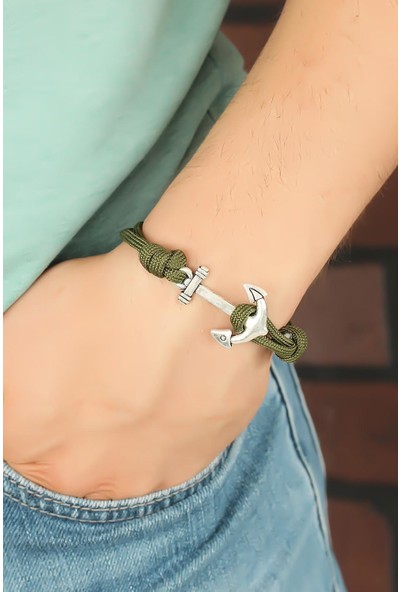 Renocar Yeşil Renk Metal Çapalı Erkek Bileklik