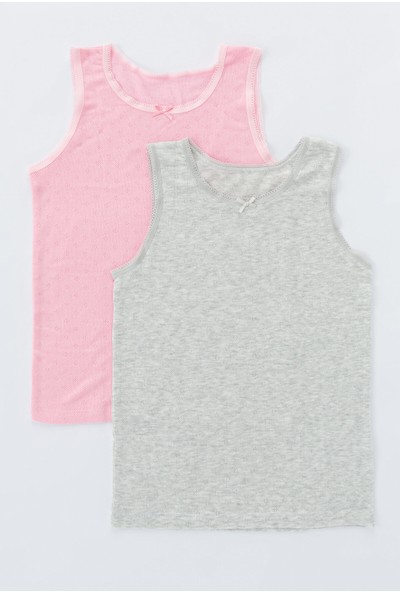 Penti Acik Gri Melanj Acik Pembe Kız Çocuk Basic Termal 2li Atlet Penti Acik Gri Melanj Acik Pembe Kız Çocuk Basic Termal 2li Atlet