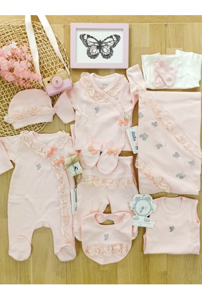 Sitilin Kız Bebek Hastane Çıkışı Somon Dantel ve Kelebekli Defne Sabunlu Yenidoğan Set Sitilin Kız Bebek Hastane Çıkışı Somon Dantel ve Kelebekli Defne Sabunlu Yenidoğan Set